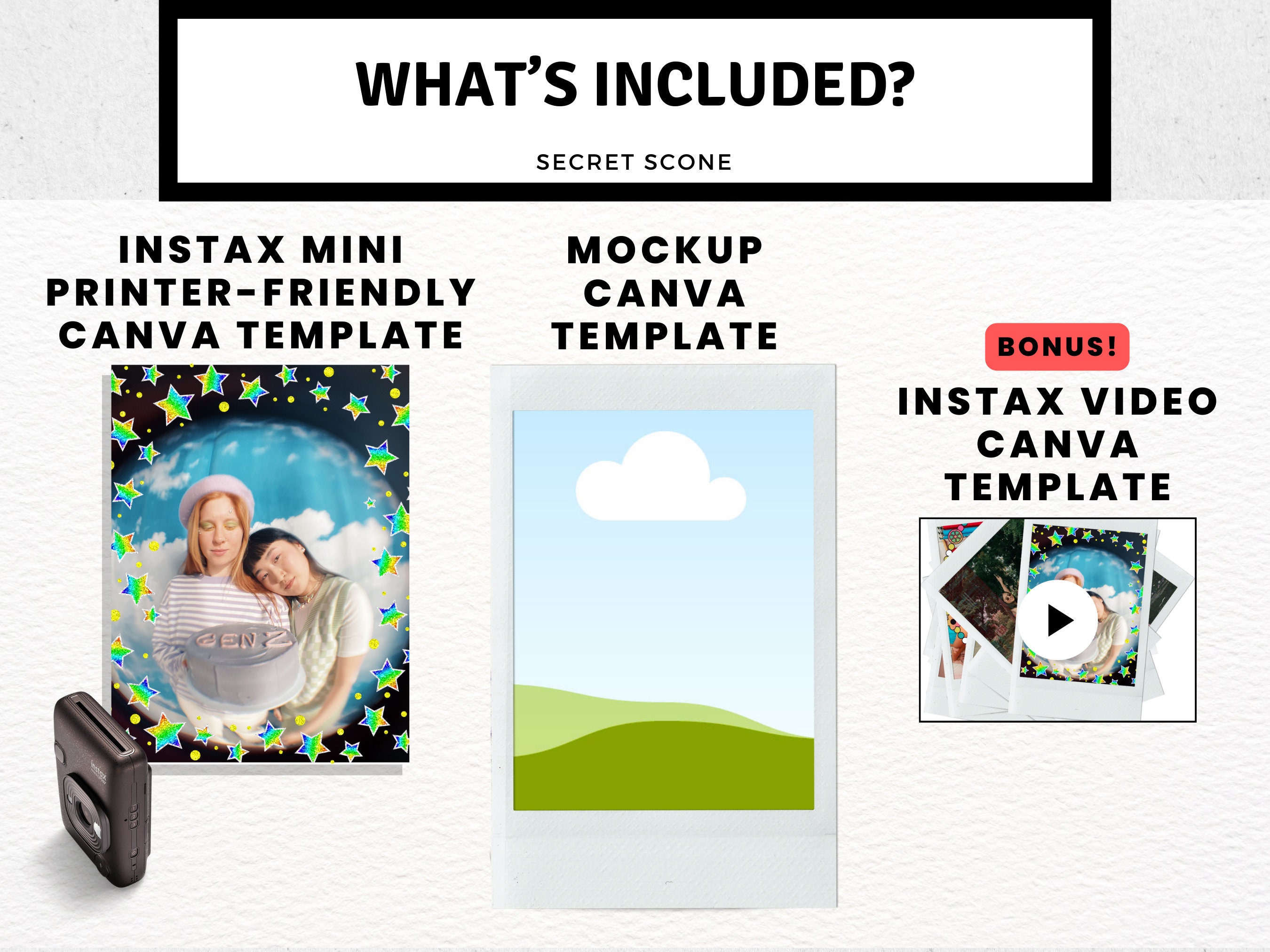 Customizable Instax Frame Templates: 27 Canva Polaroid Designs (PDF) - Etsy