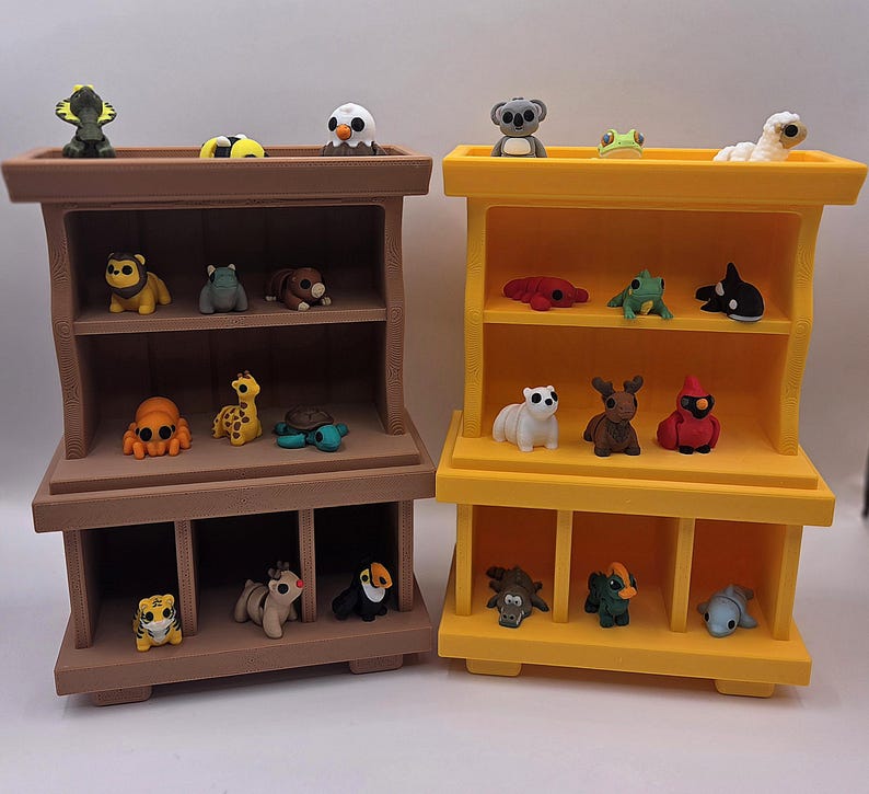 3D Printed Book Nook Hutch | Miniature Animal Display Shelf ...