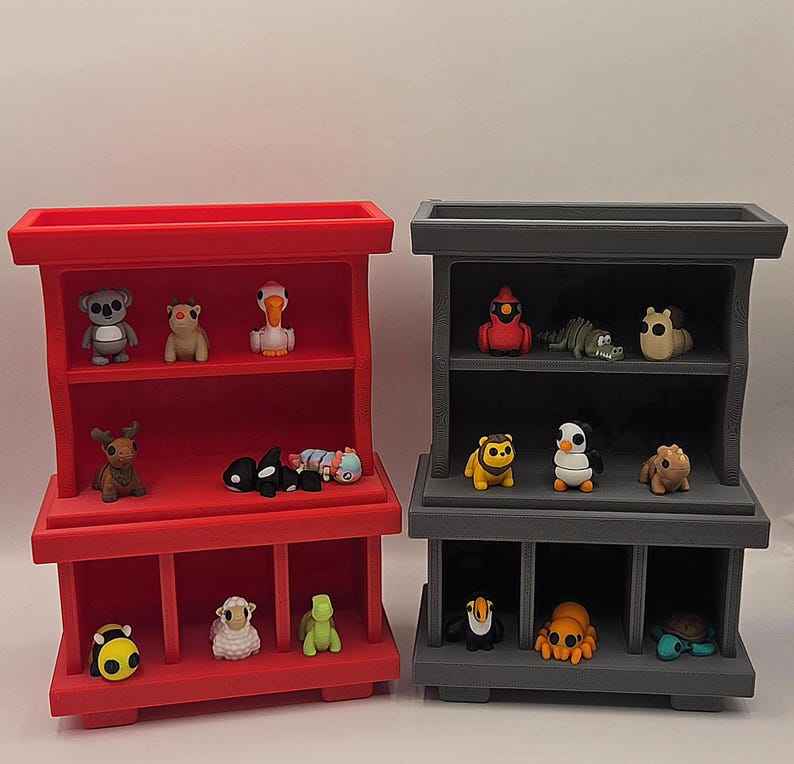 3D Printed Book Nook Hutch | Miniature Animal Display Shelf ...