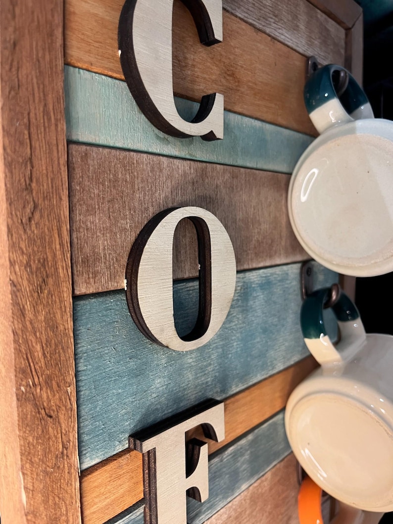 Rustic Coffee Mug Holder-wooden Coffee Cup Hanger-wall Mounted Mug Rack ...