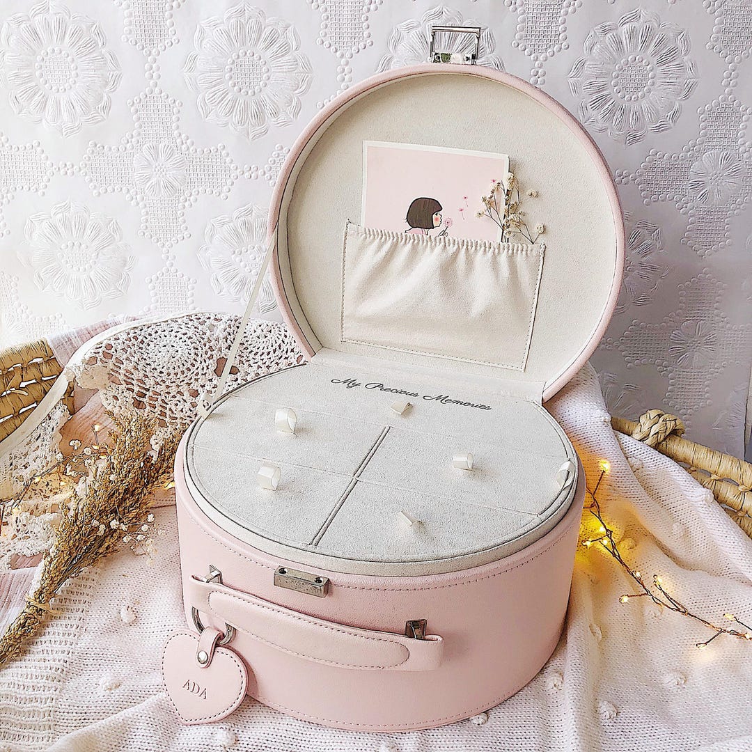Pink Baby Keepsake Box With Compartment Tray, Personalized Monogrammed ...