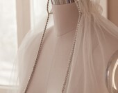 Items similar to Bridal Juliet Cap Wedding Veil with Rhinestone Border ...