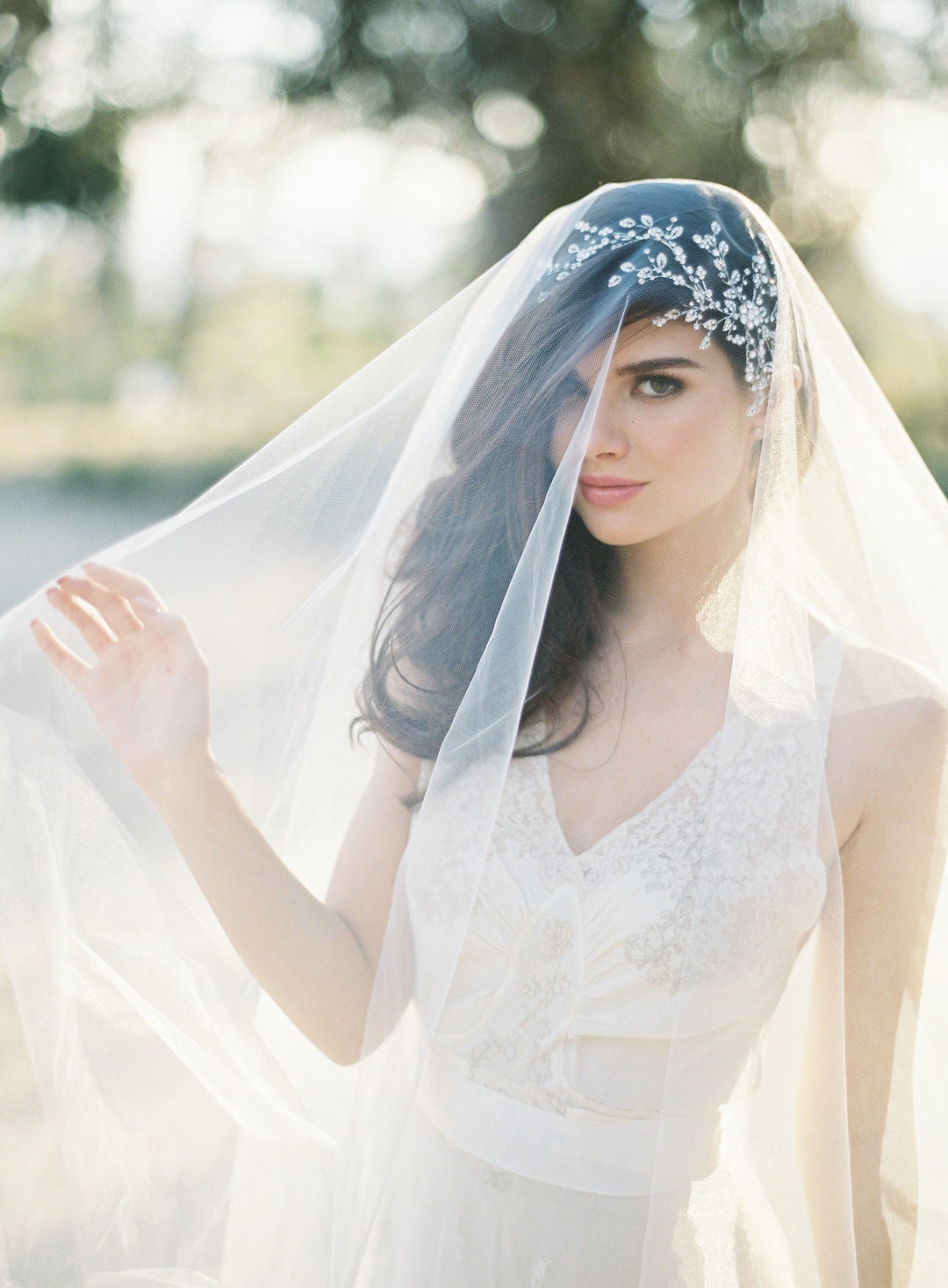 Drop Wedding Veil, Sheer Drop Bridal Veil, Waltz Veil, Chapel Veil ...