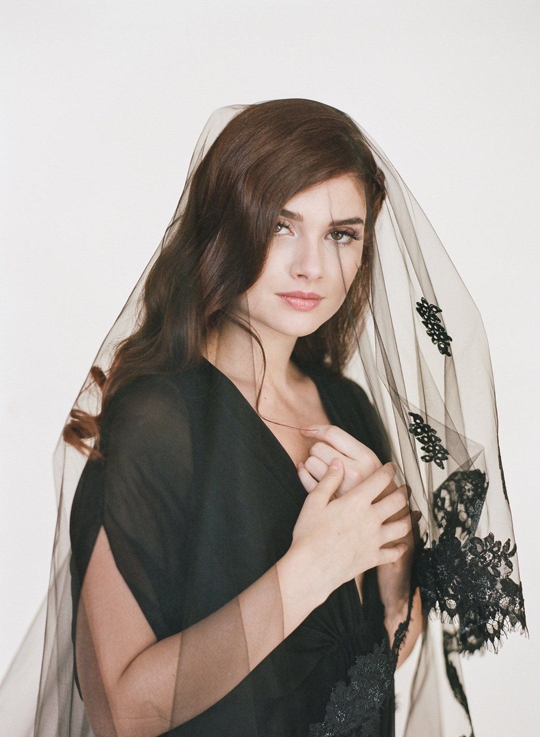 Cathedral Lace Veil, Drop Veil, Drop Wedding Veil, Partial Lace Veil ...