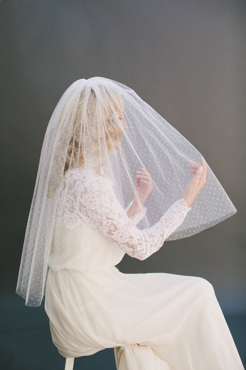 Polka Dot Veil, Swiss Dot Veil, Dotted Veil, Raw Edge Veil, Bridal Veil ...