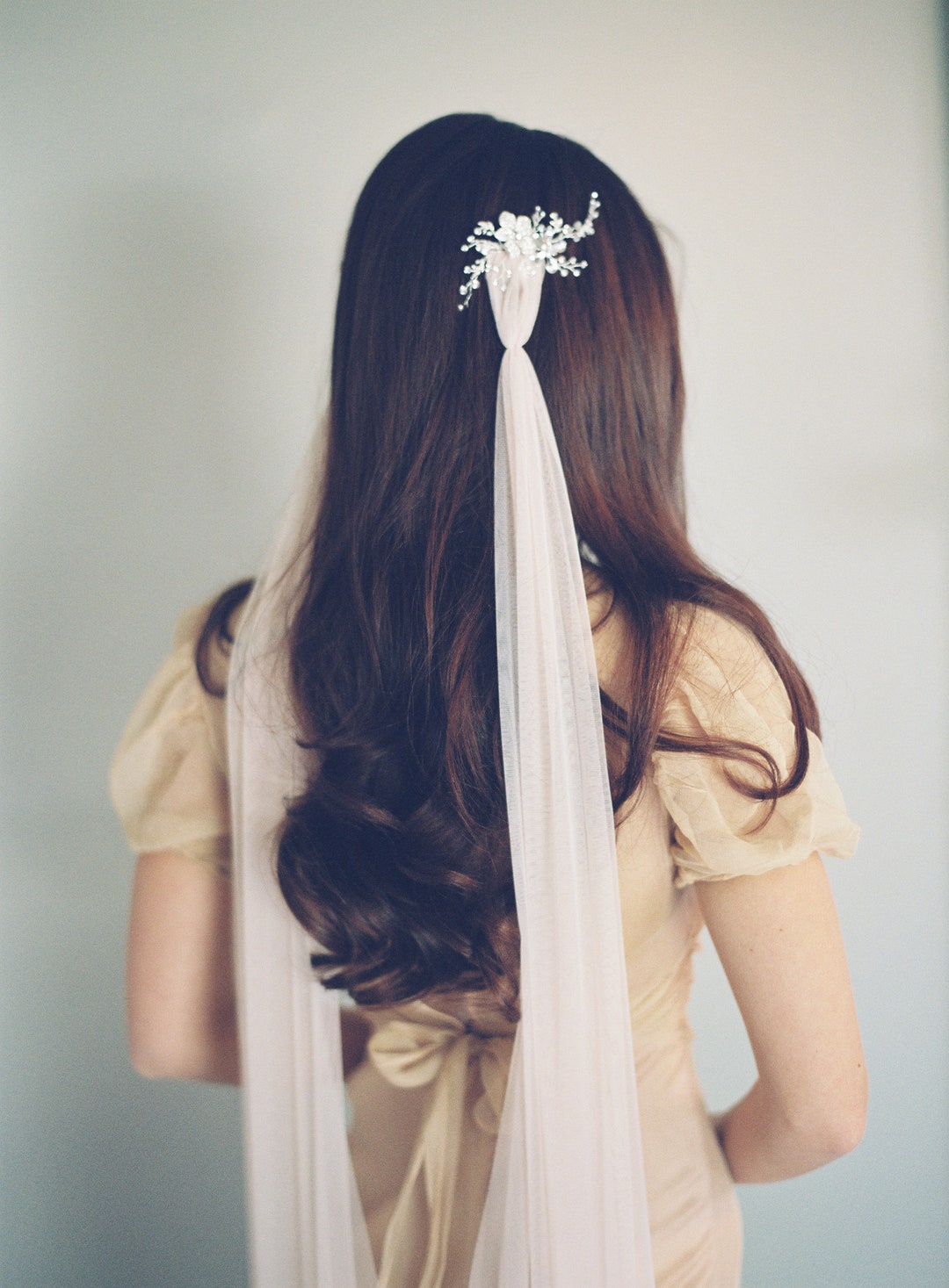 Drape Veil-english Net Veil-bohemian Crown-veiled Beauty-chapel Length ...