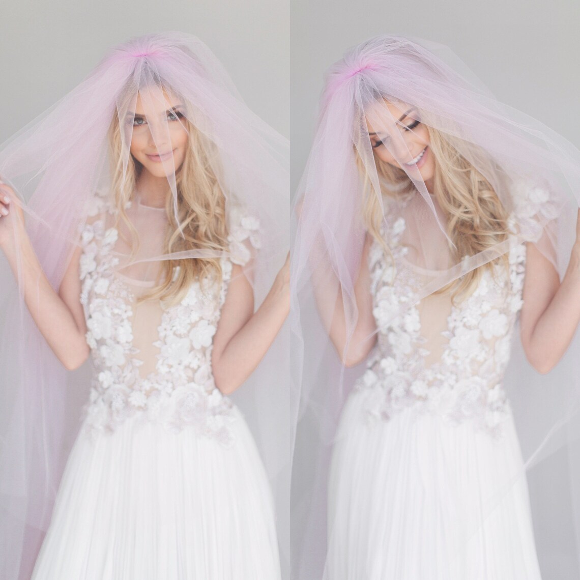 Blush Veil Chapel Veil Cathedral Veil Simple Wedding Veil | Etsy