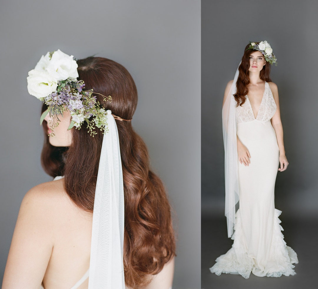 English Net Swoop Veil-drape Veil-bohemian Headpiece-1920s Headpiece ...