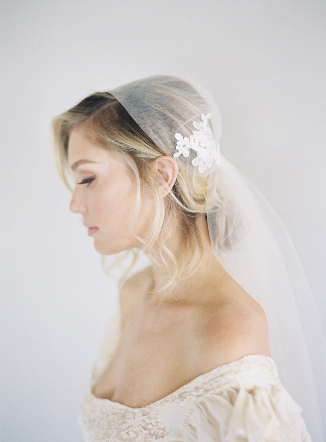 Lace Juliet Cap Veil-boho Veil-1920s Bride-bohemian Veil-lace Bridal ...