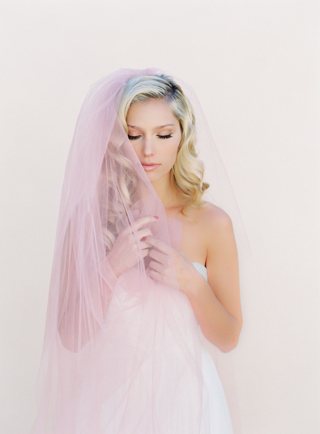 Blush Veil-little Something-simple Wedding Veil-ivory Simple Veil-soft ...