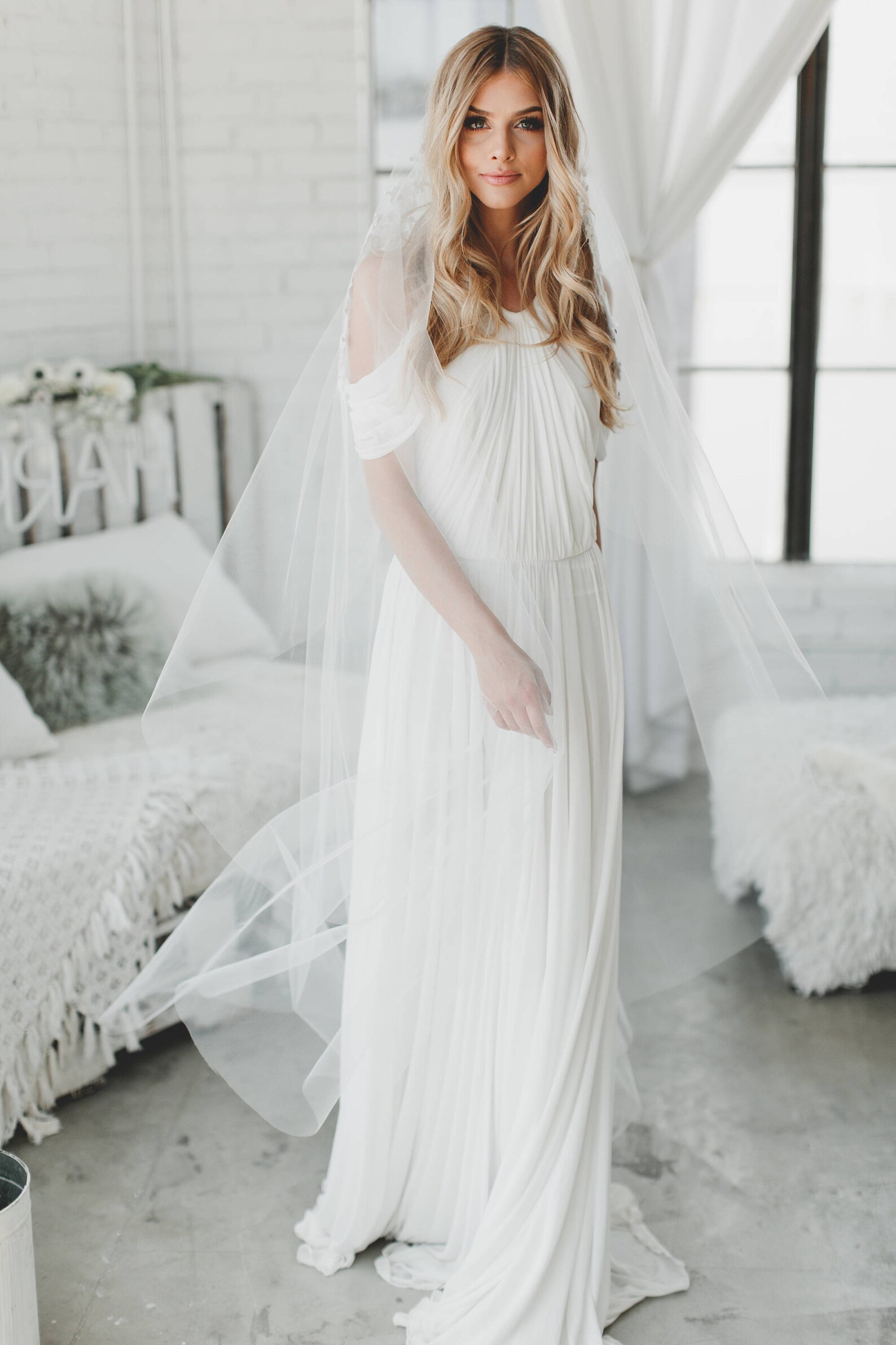 Lace Drop Veil, Drop Veil, Fingertip Lace Veil, Partial Lace Veil ...