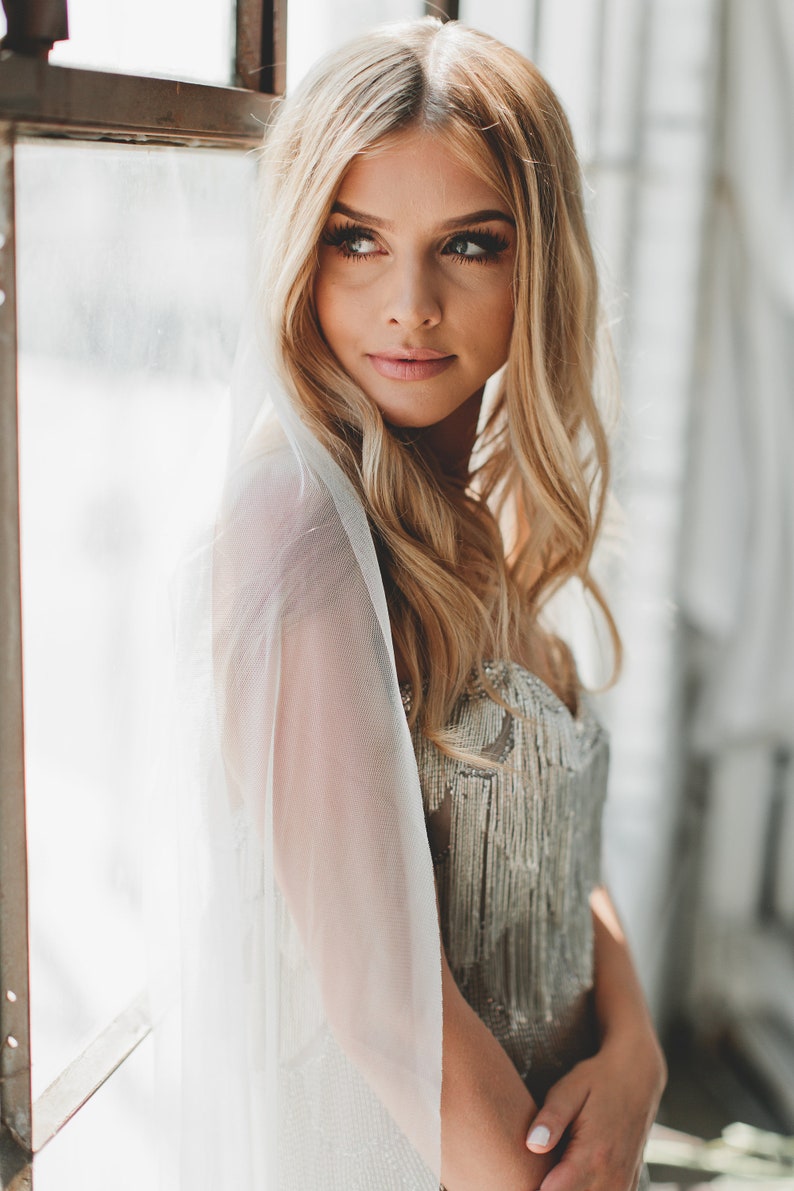 Grey English Net Veil-soft Wedding Veil-simple Veil-boho Wedding Veil ...