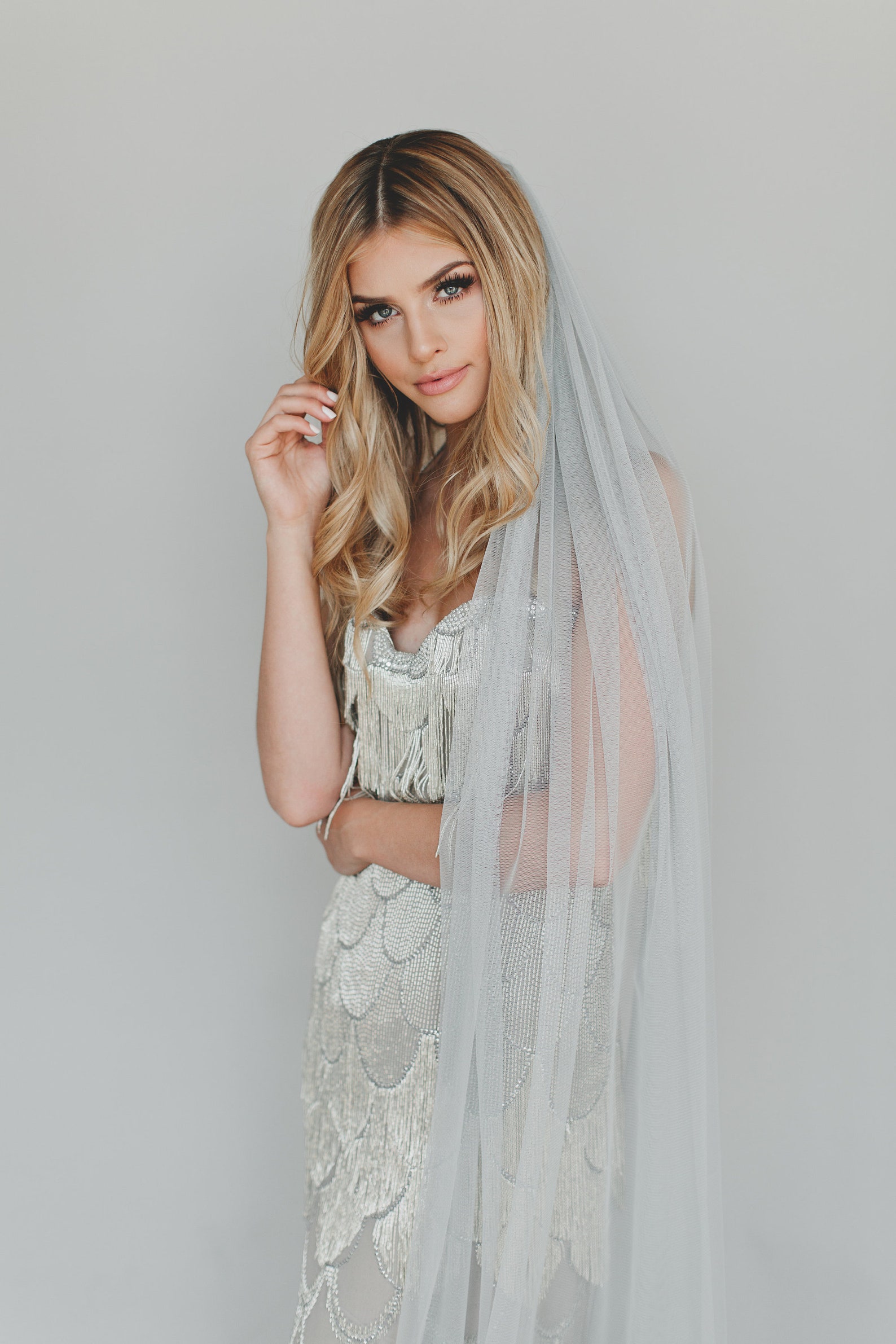 Grey English Net Veil-soft Wedding Veil-simple Veil-boho - Etsy