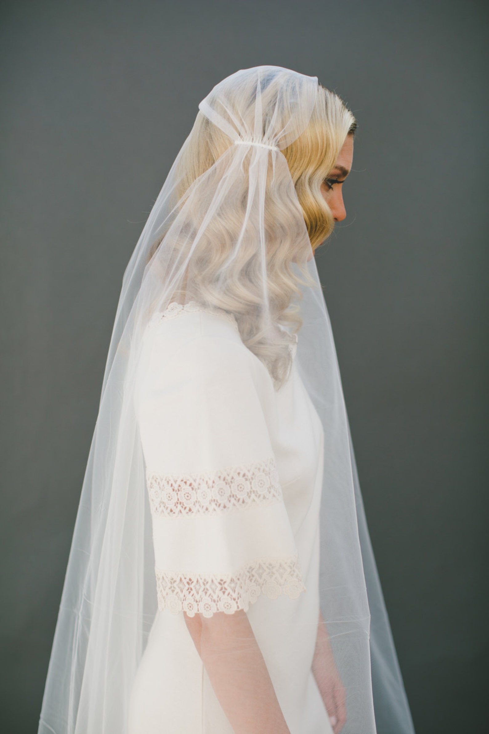 Juliet Cap Veil-1920s Headpiece-boho Veil-chapel Length - Etsy