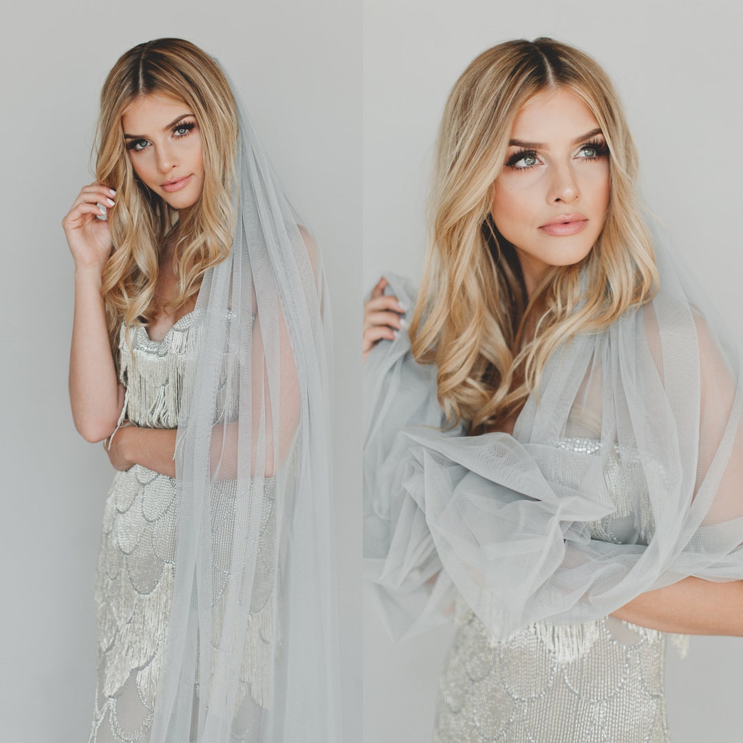 Grey English Net Veil-soft Wedding Veil-simple Veil-boho Wedding Veil ...