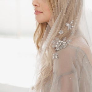 Grey Veil|custom Veil by Veiled Beauty|swarovski Crystal and Lace ...