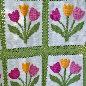 Tulip Afghan & Pillow Set Crochet Pattern PDF Download,tulip Crochet ...