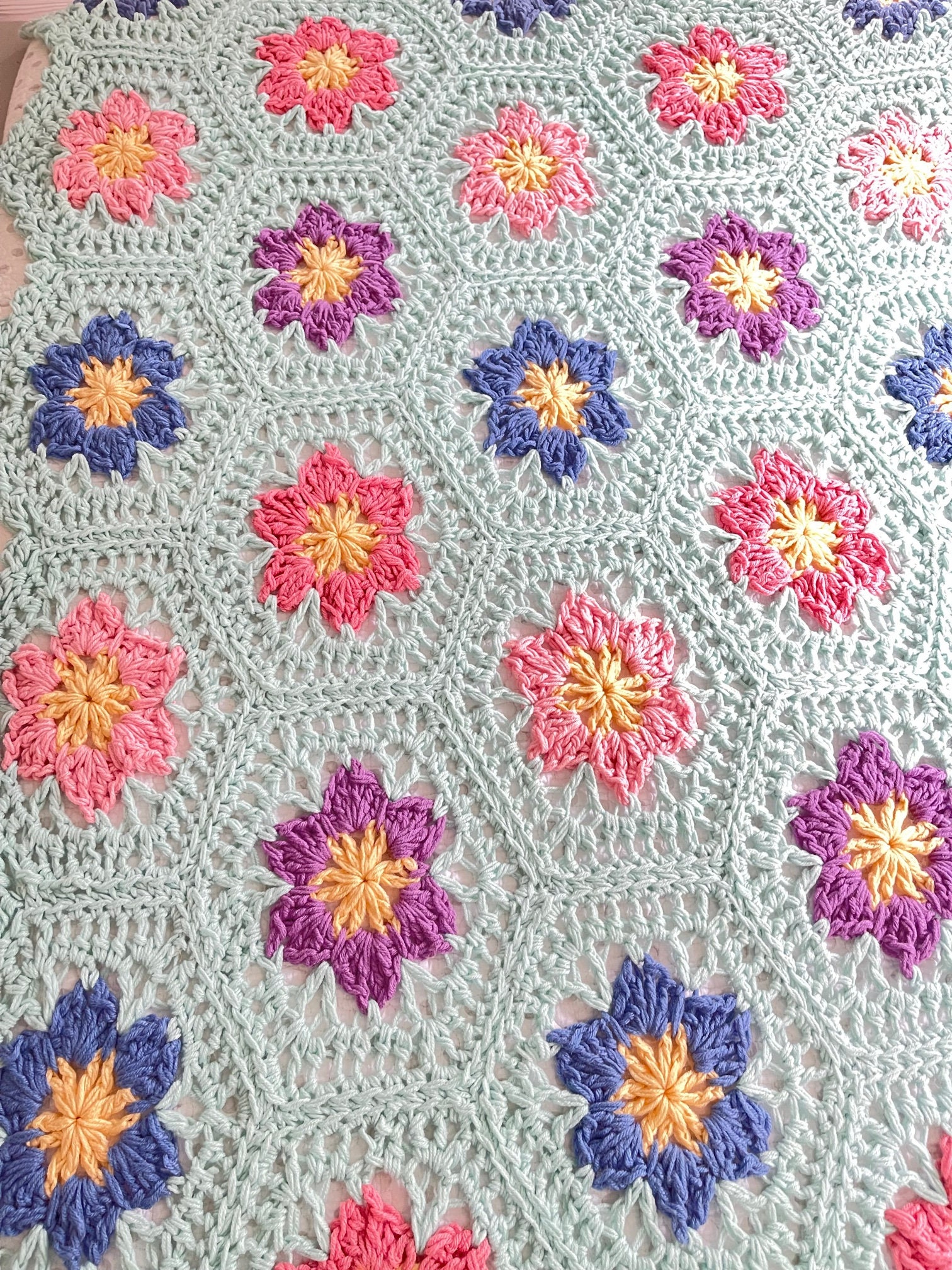 Flower Garden Afghan Crochet Pattern PDF Downloadfloral | Etsy