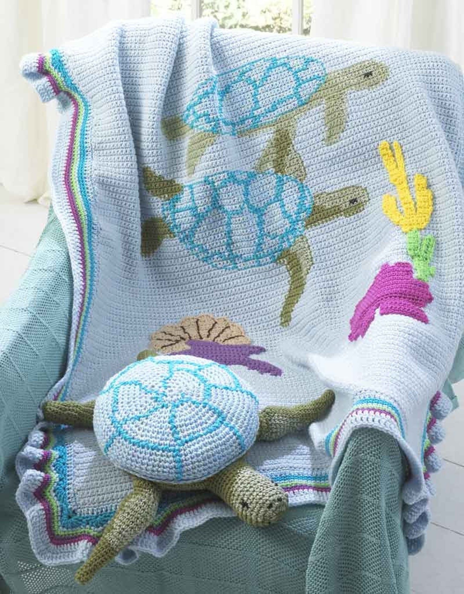 Turtle Afghan & Pillow Set Crochet Pattern PDF - Etsy