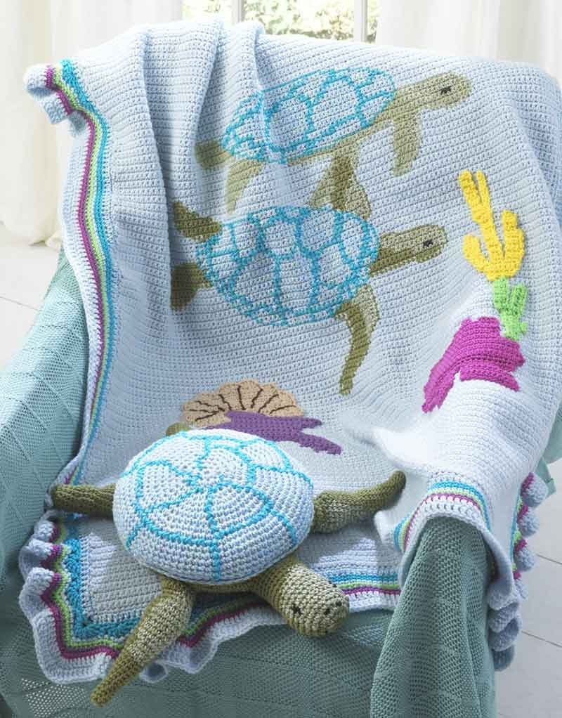 Turtle Afghan & Pillow Set Crochet Pattern PDF - Etsy