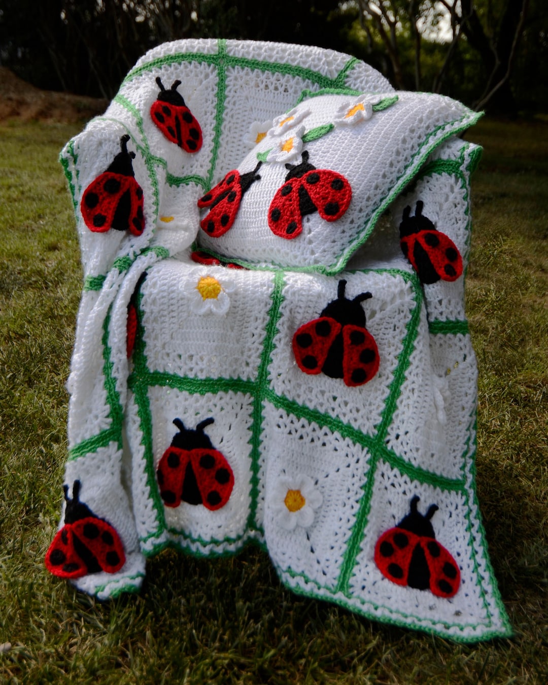 Ladybug Afghan and Pillow Crochet Pattern (PDF Download) - Etsy