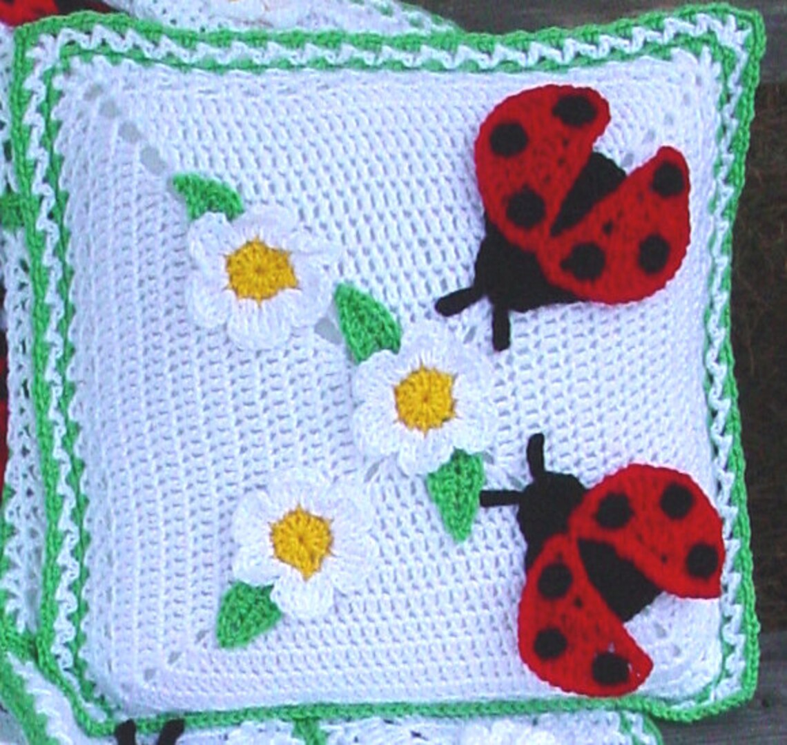 Ladybug Afghan and Pillow Crochet Pattern (PDF Download) - Etsy