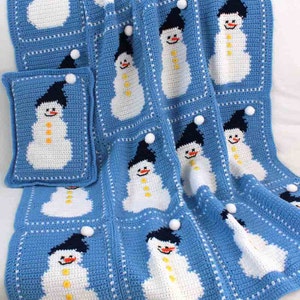 Snowman Afghan Pillow Crochet Pattern PDF Download,snowman Afghan ...