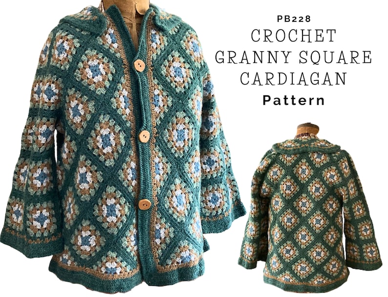 Vintage Granny Square Crochet Cardigan Pattern (PDF Download) - Etsy