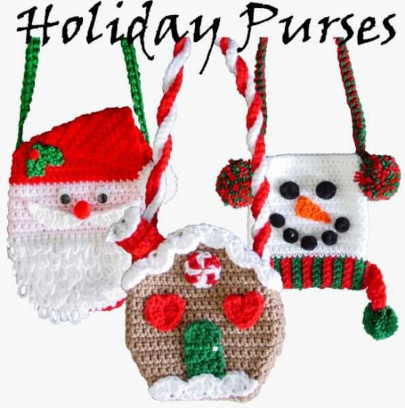Holiday Crochet Purse Set 1, Santa, Snowman, Gingerbread (PDF Pattern ...