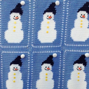 Snowman Afghan Pillow Crochet Pattern PDF Download,snowman Afghan ...