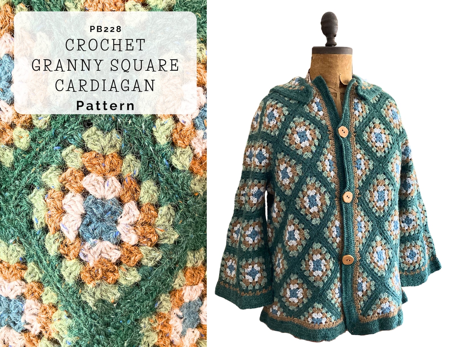 Vintage Granny Square Crochet Cardigan Pattern (PDF Download) - Etsy