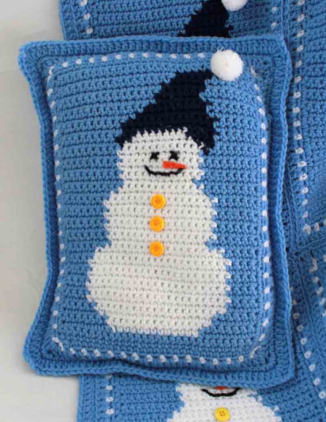 Snowman Afghan Pillow Crochet Pattern PDF Downloadsnowman - Etsy