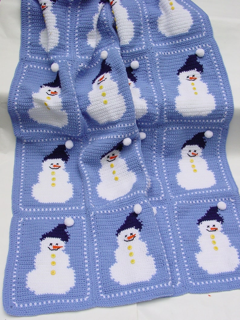 Snowman Afghan Pillow Crochet Pattern PDF Downloadsnowman - Etsy