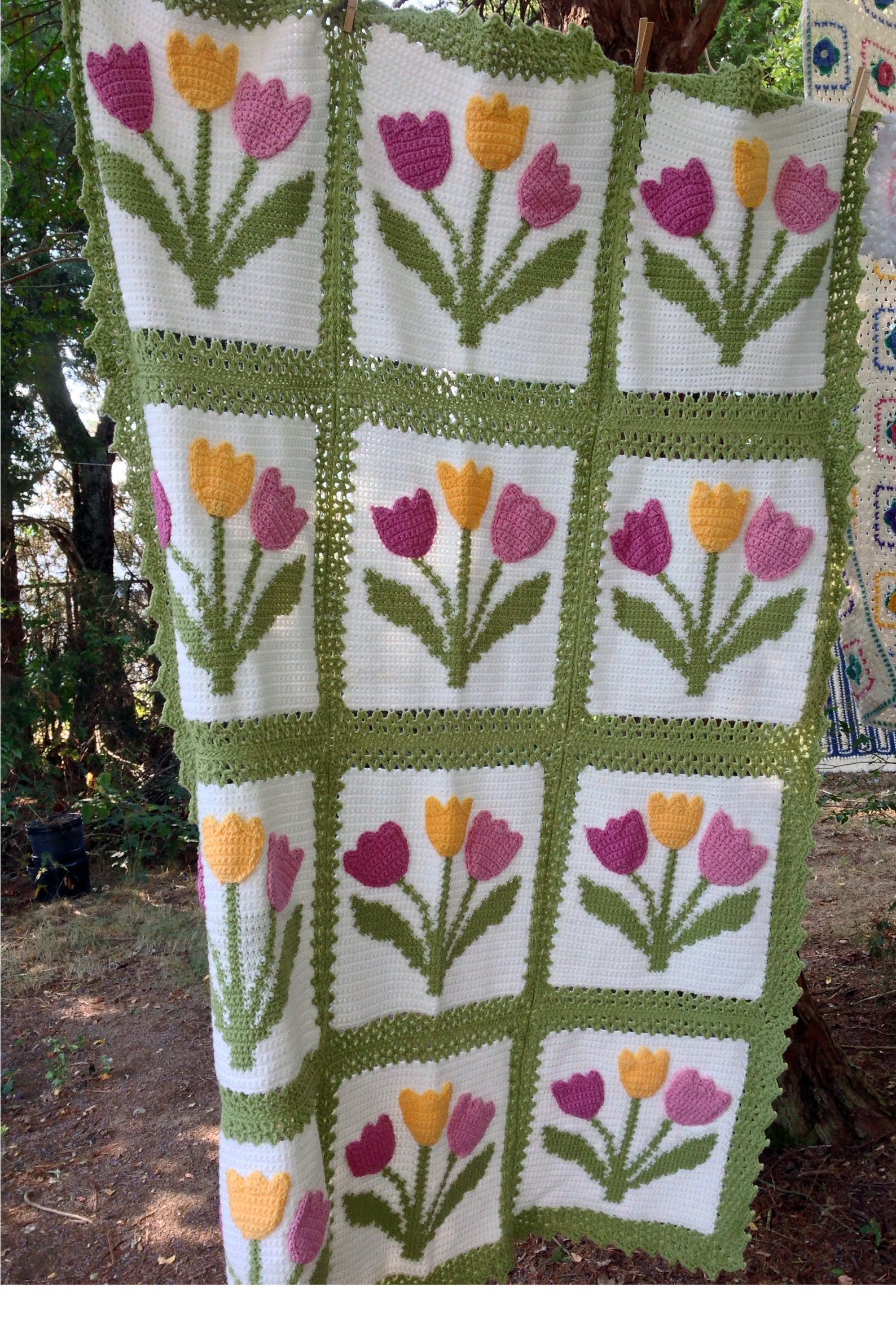 Tulip Afghan & Pillow Set Crochet Pattern PDF Downloadtulip - Etsy