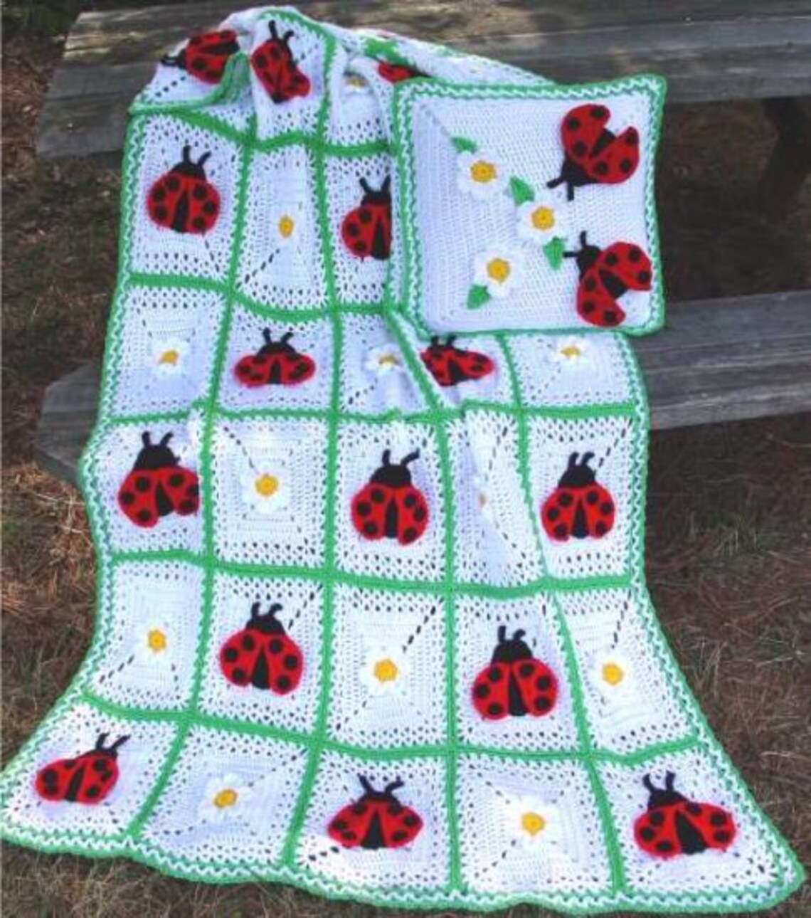 Ladybug Afghan and Pillow Crochet Pattern (PDF Download) - Etsy