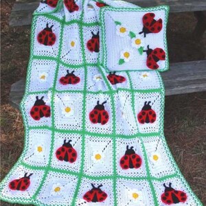 Ladybug Afghan & Pillow Set Crochet Pattern PDF Download,lady Bug ...
