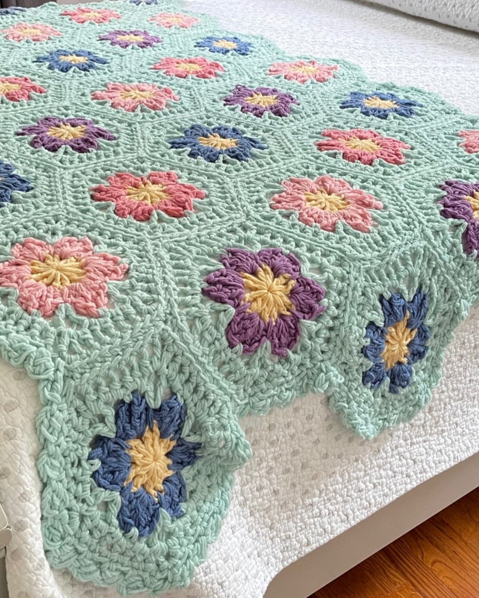 Flower Garden Afghan Crochet Pattern PDF Download,floral Afghan Pattern ...