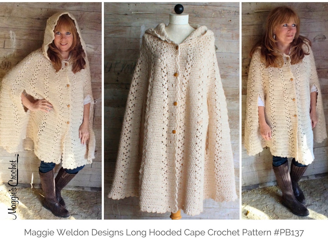 Long Hooded Cape Crochet Pdf,download Crochet Pattern,hooded Cape ...