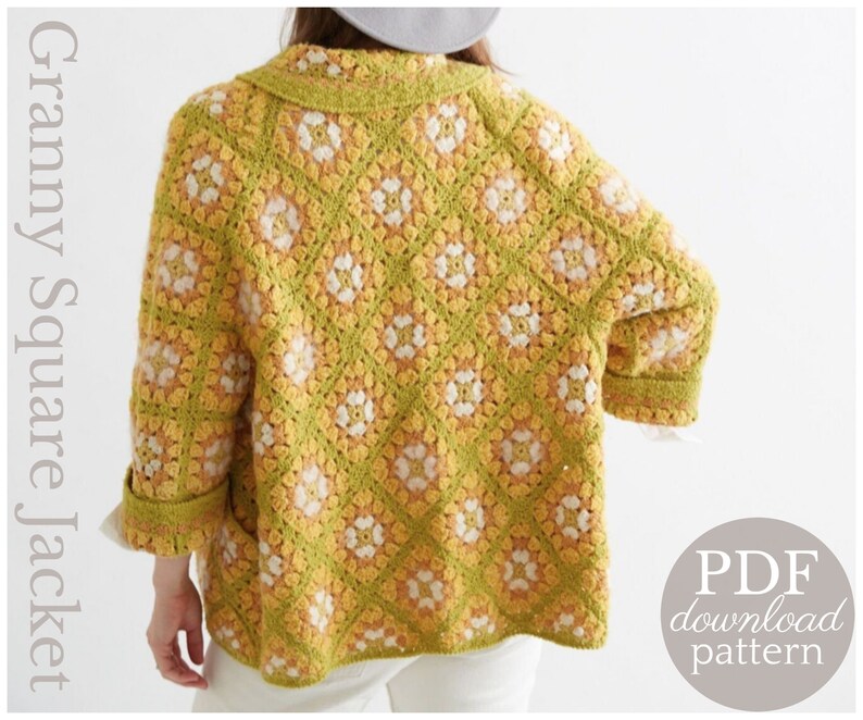 Granny Square Cardigan Crochet Pattern PDF Downloadvintage - Etsy