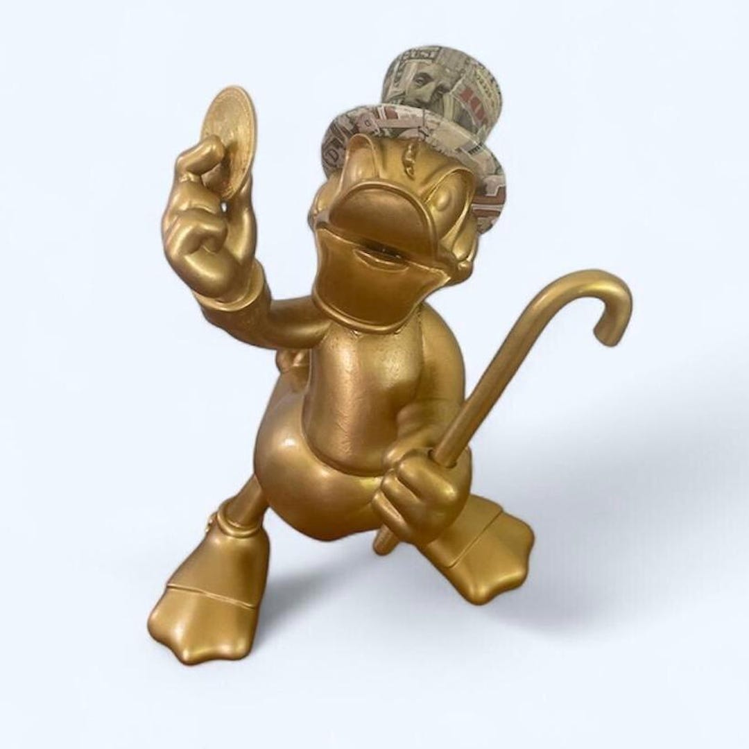 Pop Art Gold Duck With Money Hat and Coin Sculpture - Alec Monopoly ...