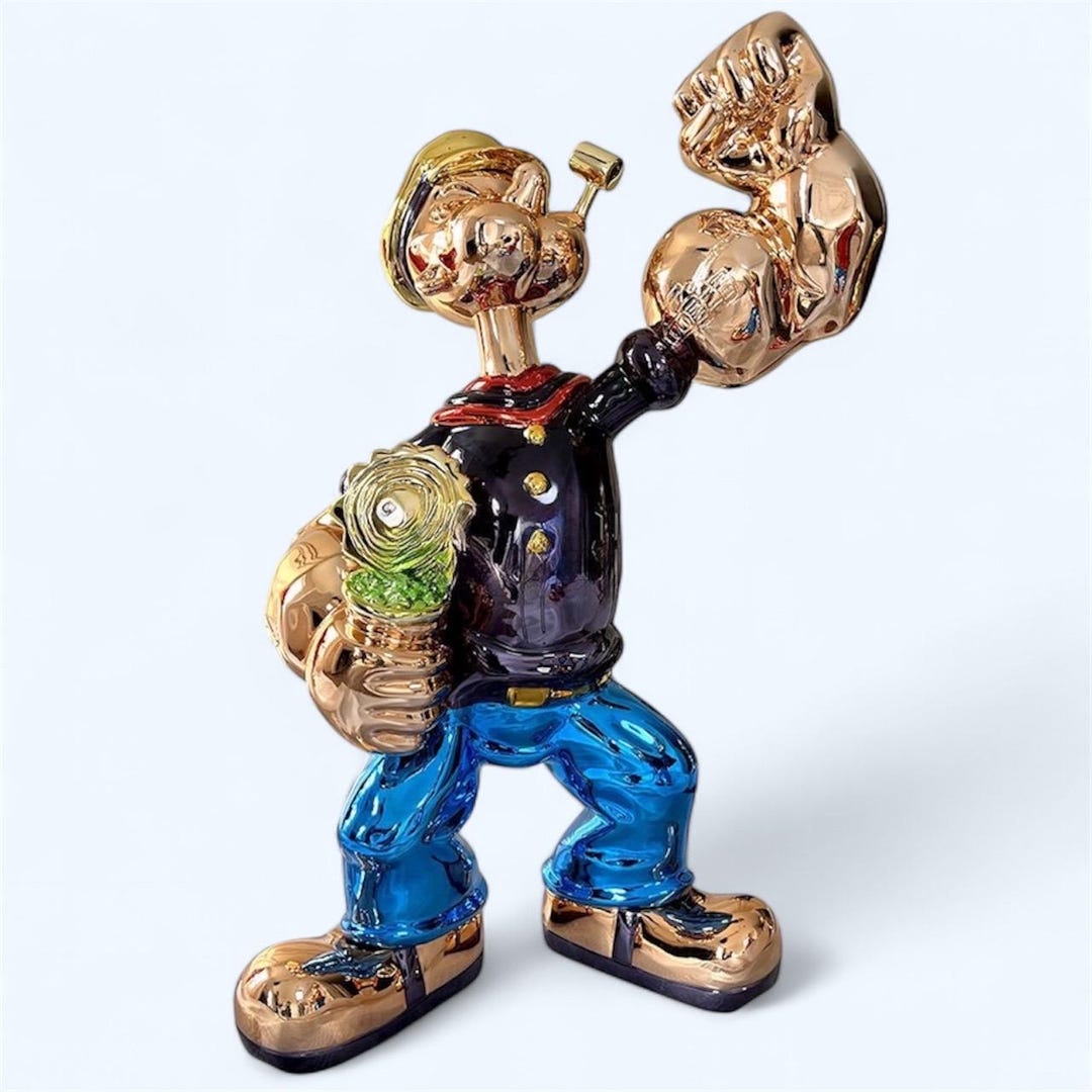 Electroplated Black Popeye Sculpture. 80cm Sculpture. Alec Monopoly ...
