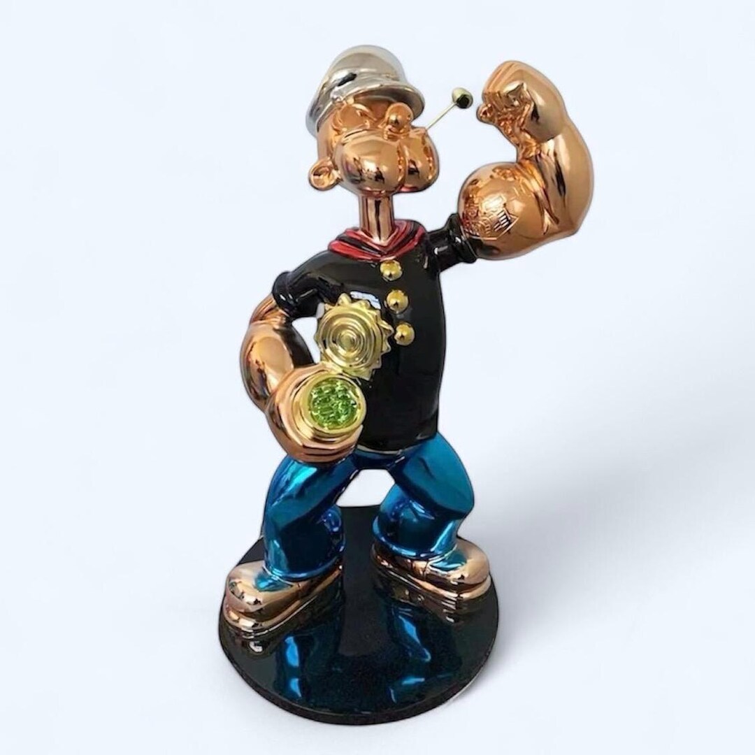 Electroplated Black Popeye Sculpture. 42cm Sculpture. Alec Monopoly ...