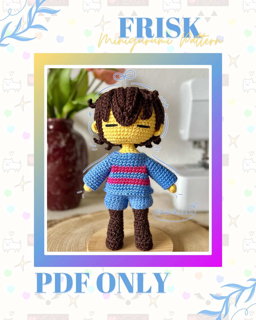 Patrón PDF Frisk Minigurumi: Muñeco de crochet (17 cm) - Etsy México