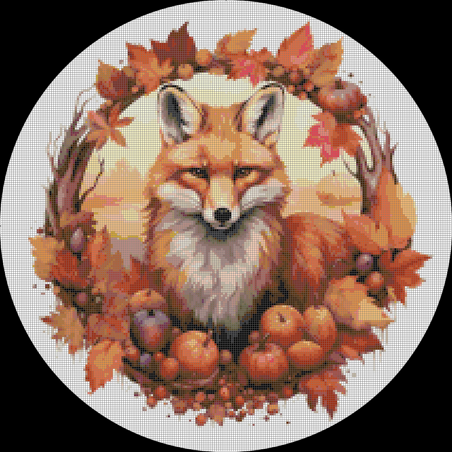 Autumn Mood: Fox — Round Counted Cross Stitch Pattern in PDF Format - Etsy