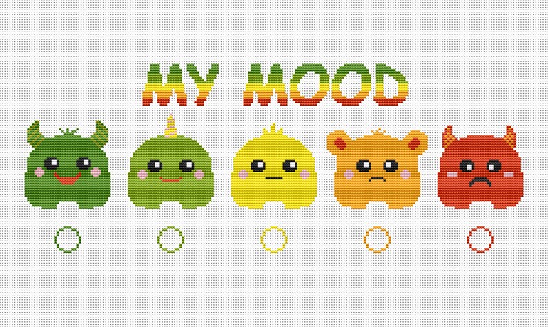 Kids Emotion Chart Cross Stitch Pattern, Beginner Friendly Nursery ...
