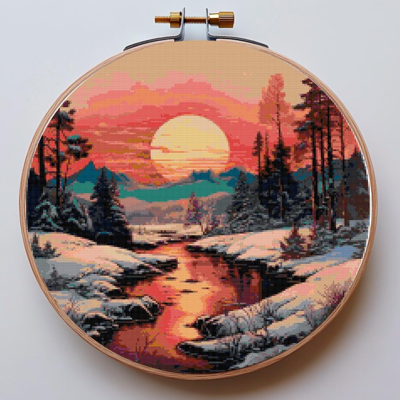 Winter Forest Sunset Cross Stitch Pattern (PDF) - Etsy