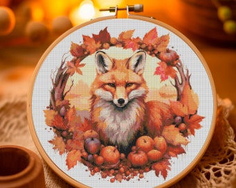 Fox in Autumn Cross Stitch Pattern - Etsy