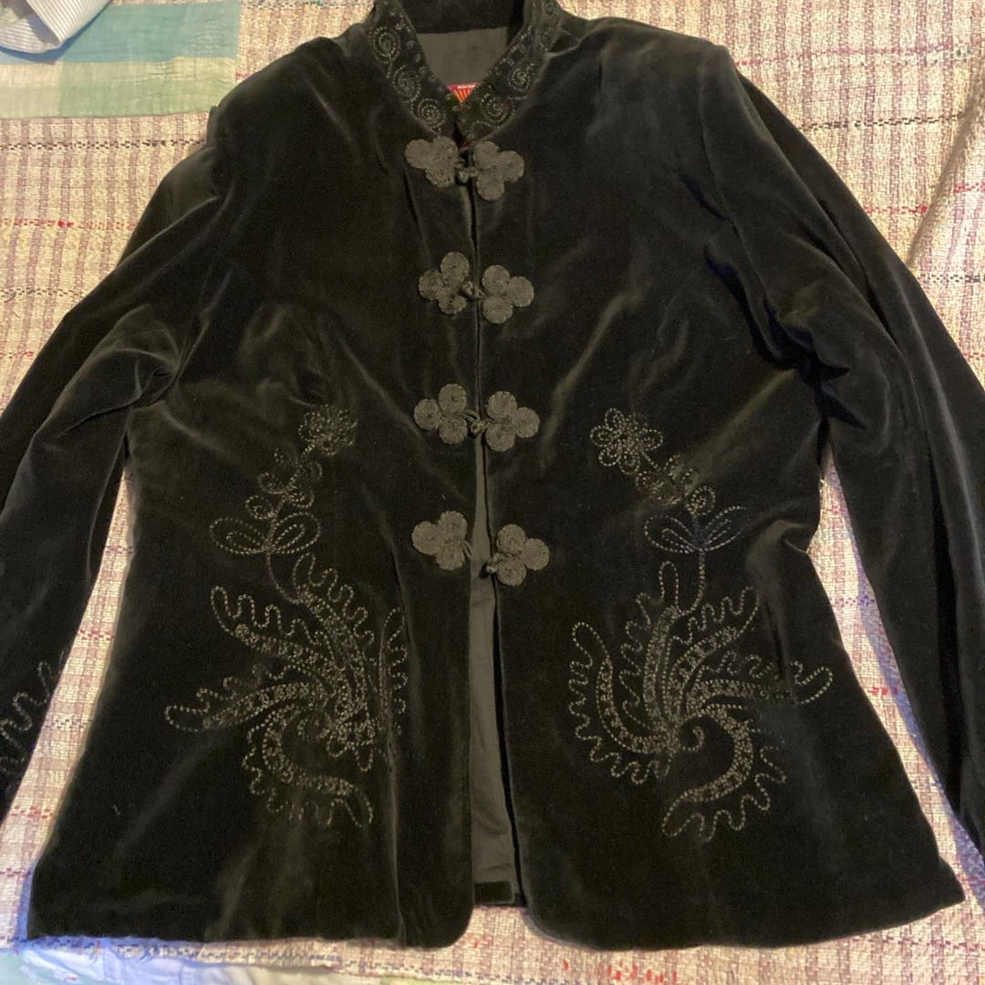 Vintage Nomads Black Velvet Embroidered Jacket Size XL . - Etsy