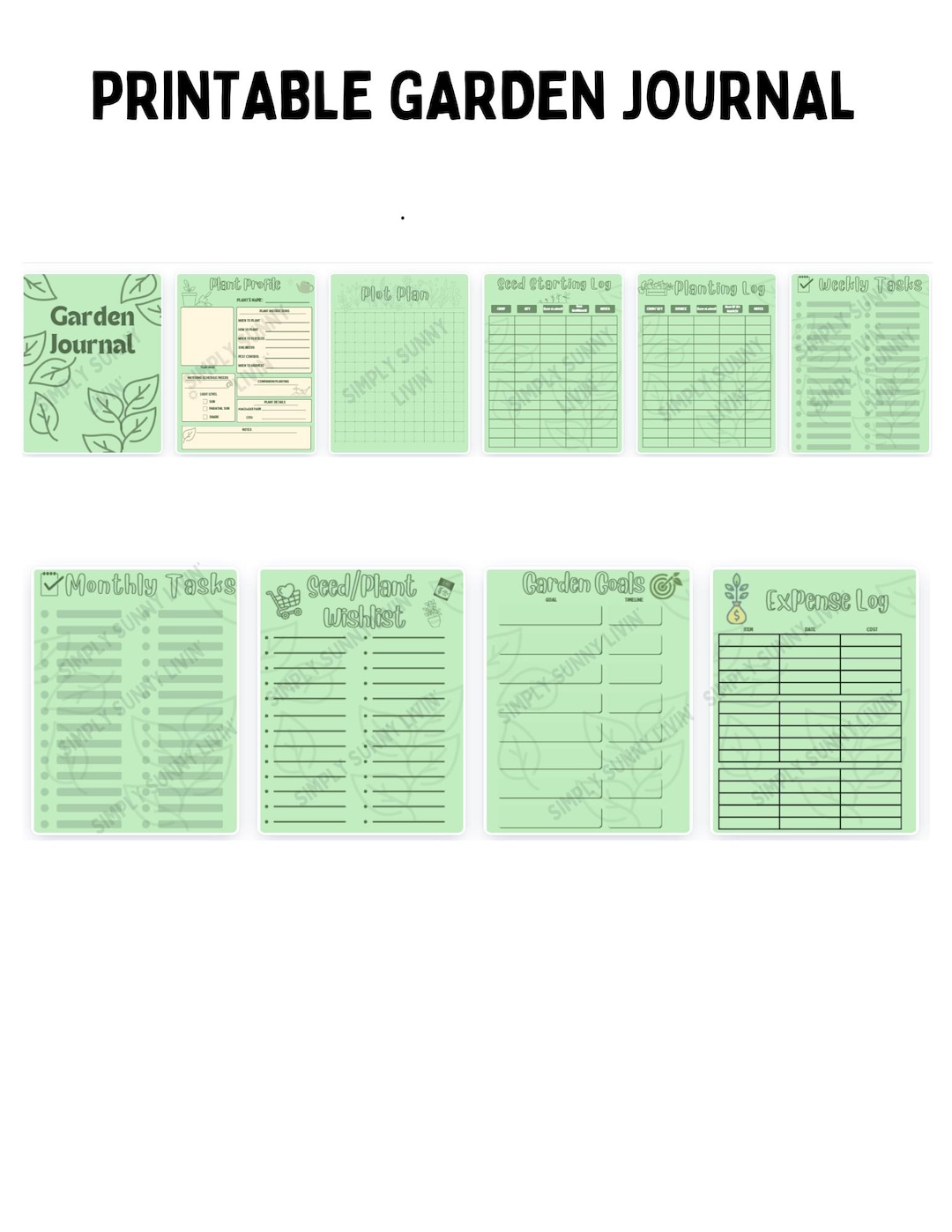 Printable Garden Journal, PDF, Printable Planner, Garden Binder ...