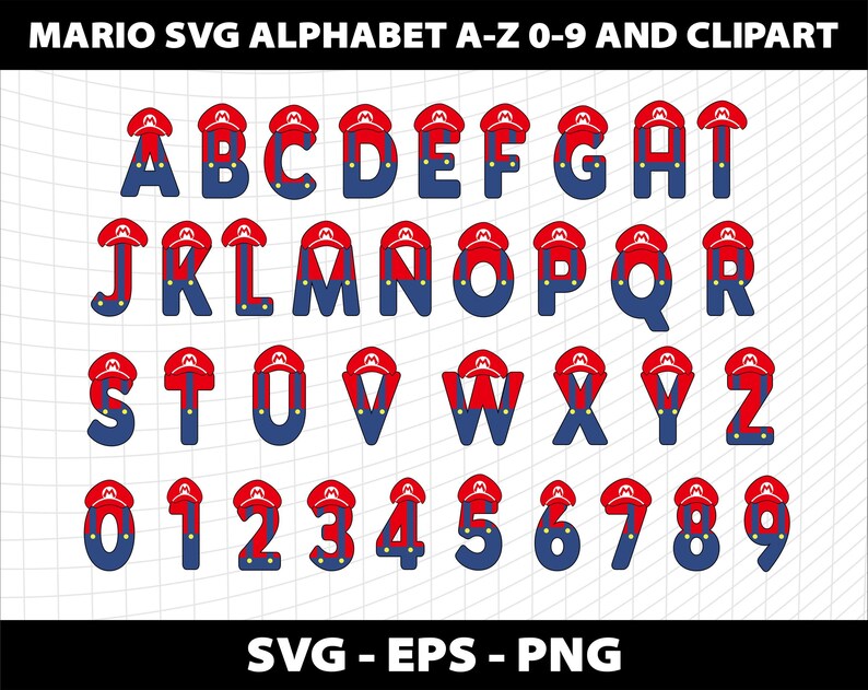 Mario Alphabet Letters Cliparts Font Svg Mario Font Png Birthday Party ...